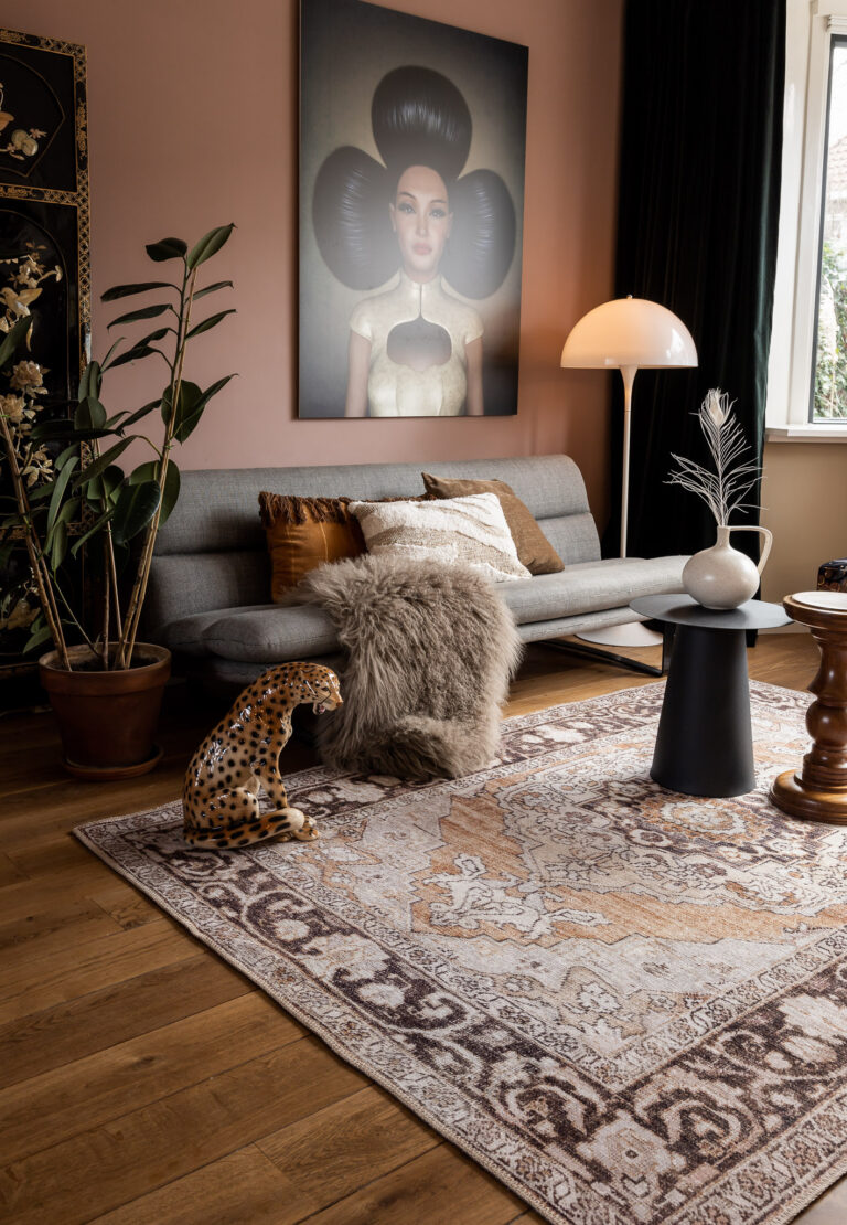 Vloerkleed Joe Bruin/Oranje 190 x 290 cm - Vintt Vloerkleden