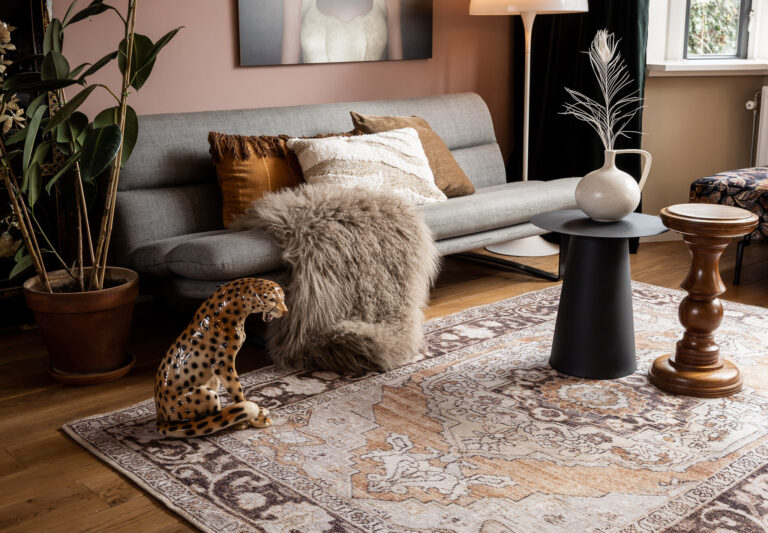 Vloerkleed Joe Bruin/Oranje 190 x 290 cm - Vintt Vloerkleden