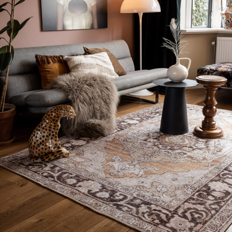 Vloerkleed Joe Bruin/Oranje 190 x 290 cm - Vintt Vloerkleden