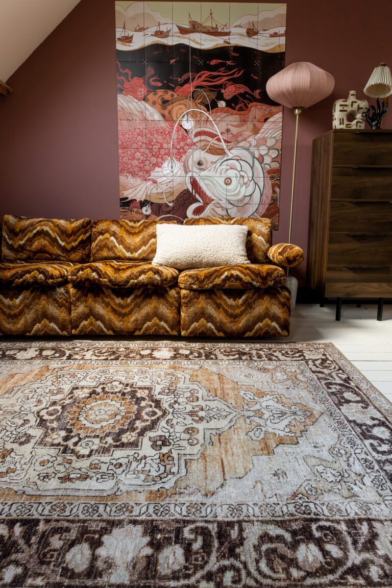 Vloerkleed Joe Bruin/Oranje 190 x 290 cm - Vintt Vloerkleden