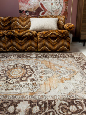 Vloerkleed Joe Bruin/Oranje 190 x 290 cm - Vintt Vloerkleden