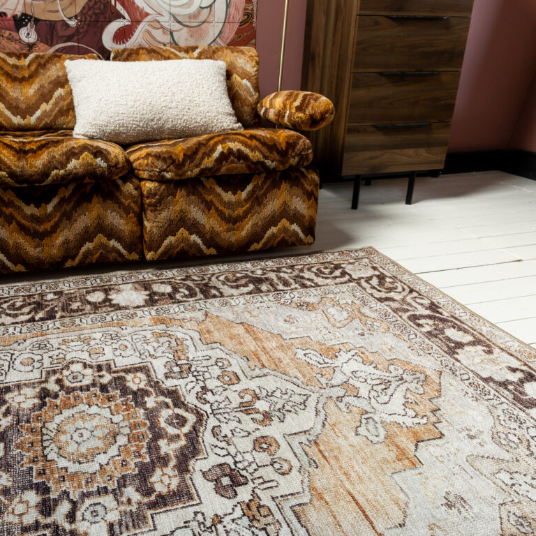 Vloerkleed Joe Bruin/Oranje 190 x 290 cm - Vintt Vloerkleden